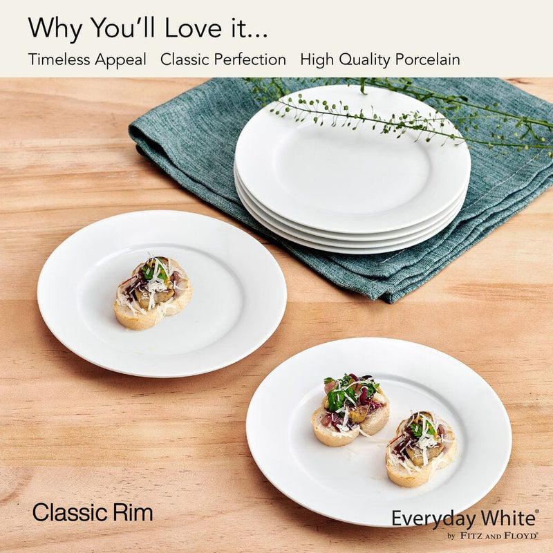 Everyday White® Classic Rim Set of 6 Appetizer Plates