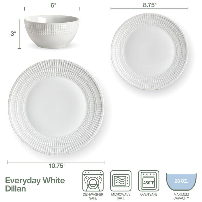 Everyday White® Dillan 12 Piece Dinnerware Set, Service for 4