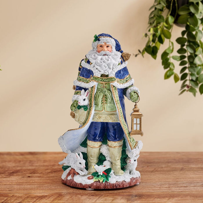 Holiday Musical Telluride Blue Santa Figurine, 11 IN