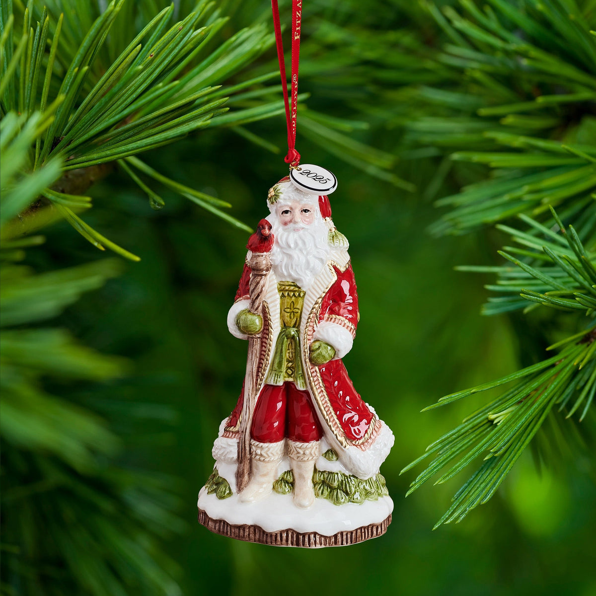 Poinsettia Holiday Santa Bell 2025 Ornament