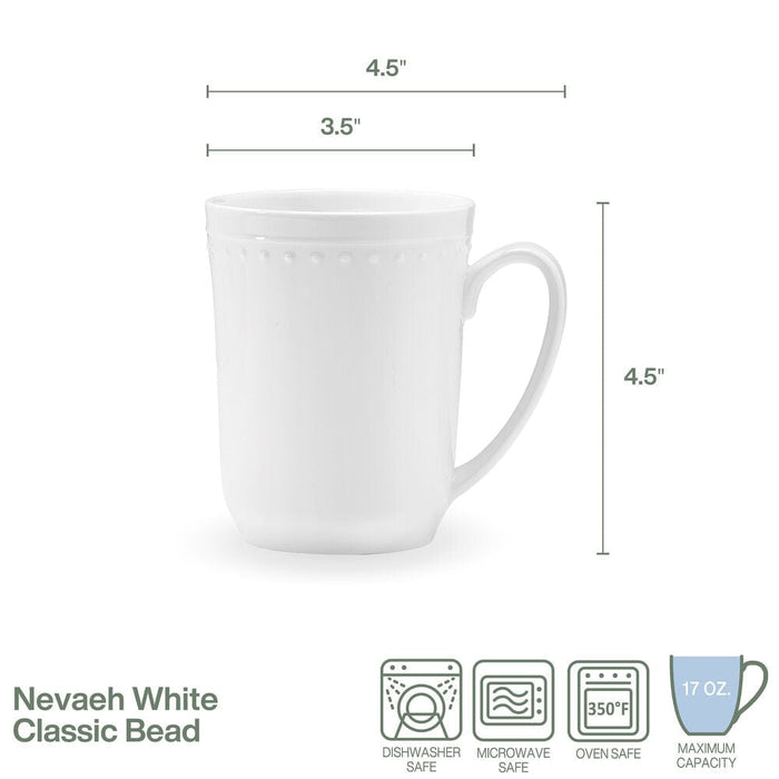Nevaeh White Set of 4 Classic Beaded Mugs