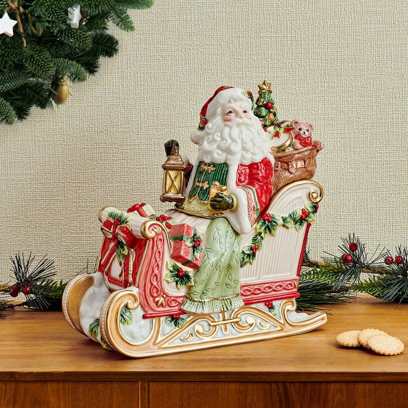Santa Crimson Holiday Cookie Jar, 10 IN
