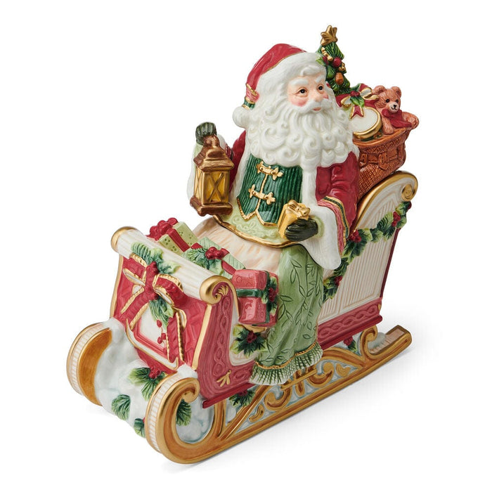 Santa Crimson Holiday Cookie Jar, 10 IN