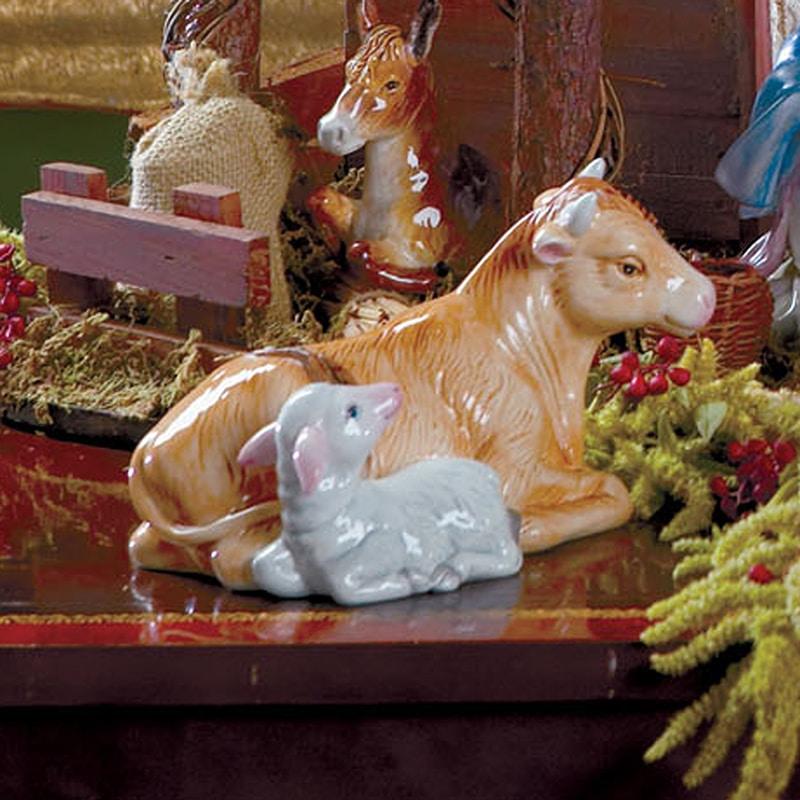 Nativity Oxen and Lamb Figurine, 4.75 IN