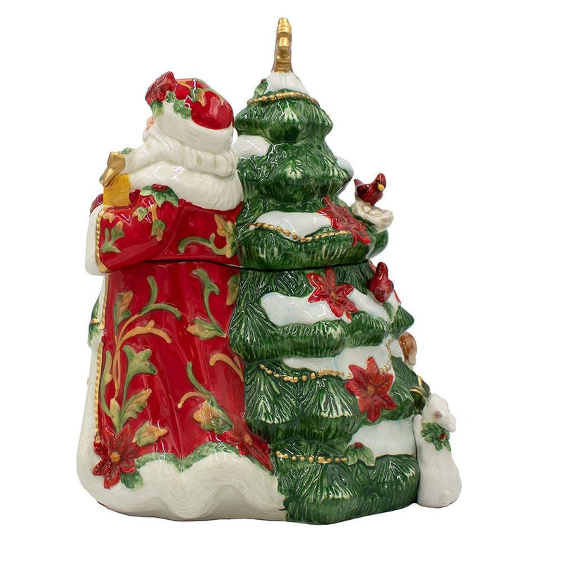 Cardinal Christmas Santa Cookie Jar