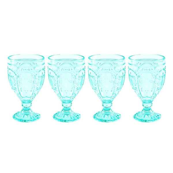 Trestle Goblets Set of 4, Aqua