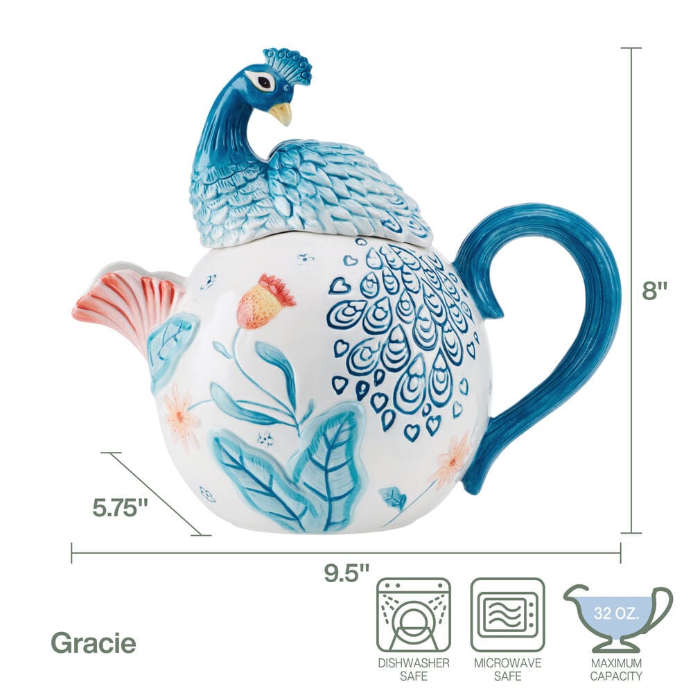Gracie Peacock Teapot – Fitz and Floyd