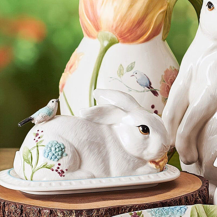 Meadow Rabbit Covered Butter Dish