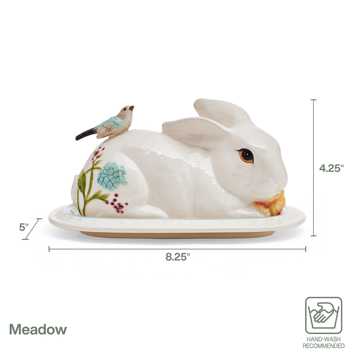 Meadow Rabbit Covered Butter Dish
