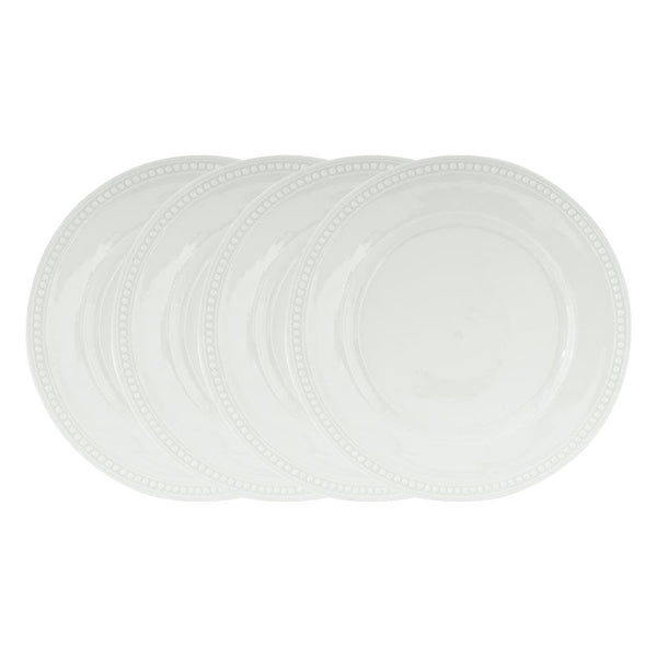 Everyday White® Beaded Set of 4 Dinner Plates