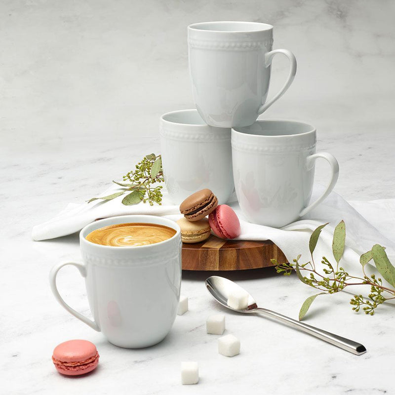 Everyday White® Beaded Set of 4 Mugs