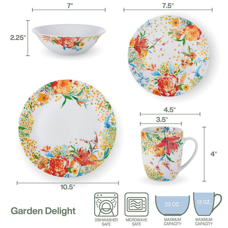 Garden Delight 32 Piece Dinnerware Set, Service for 8