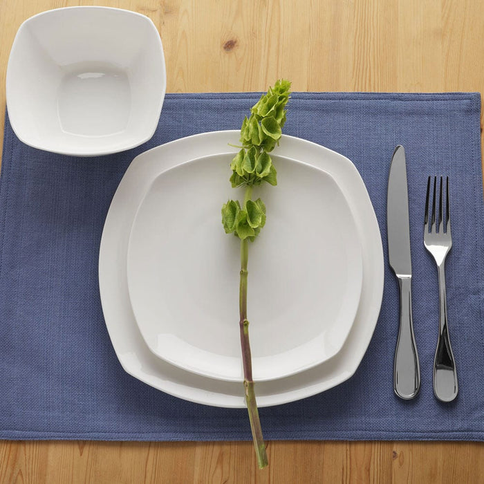 Nevaeh White Soft Square 12 Piece Dinnerware Set, Service for 4